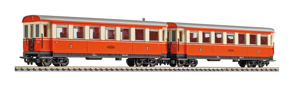 Lilliput Railways 2-unit set, 4-axle coach, B4ip/s 30 und 31, red & cr ...