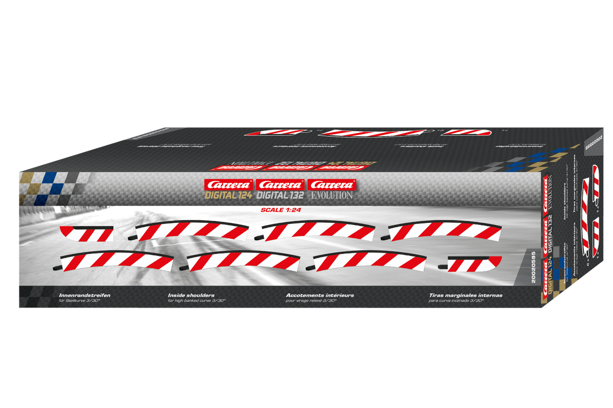 Carrera Track 1/24 & 1/32 - Red/White Inside Shoulder Strip (x6) & End ...