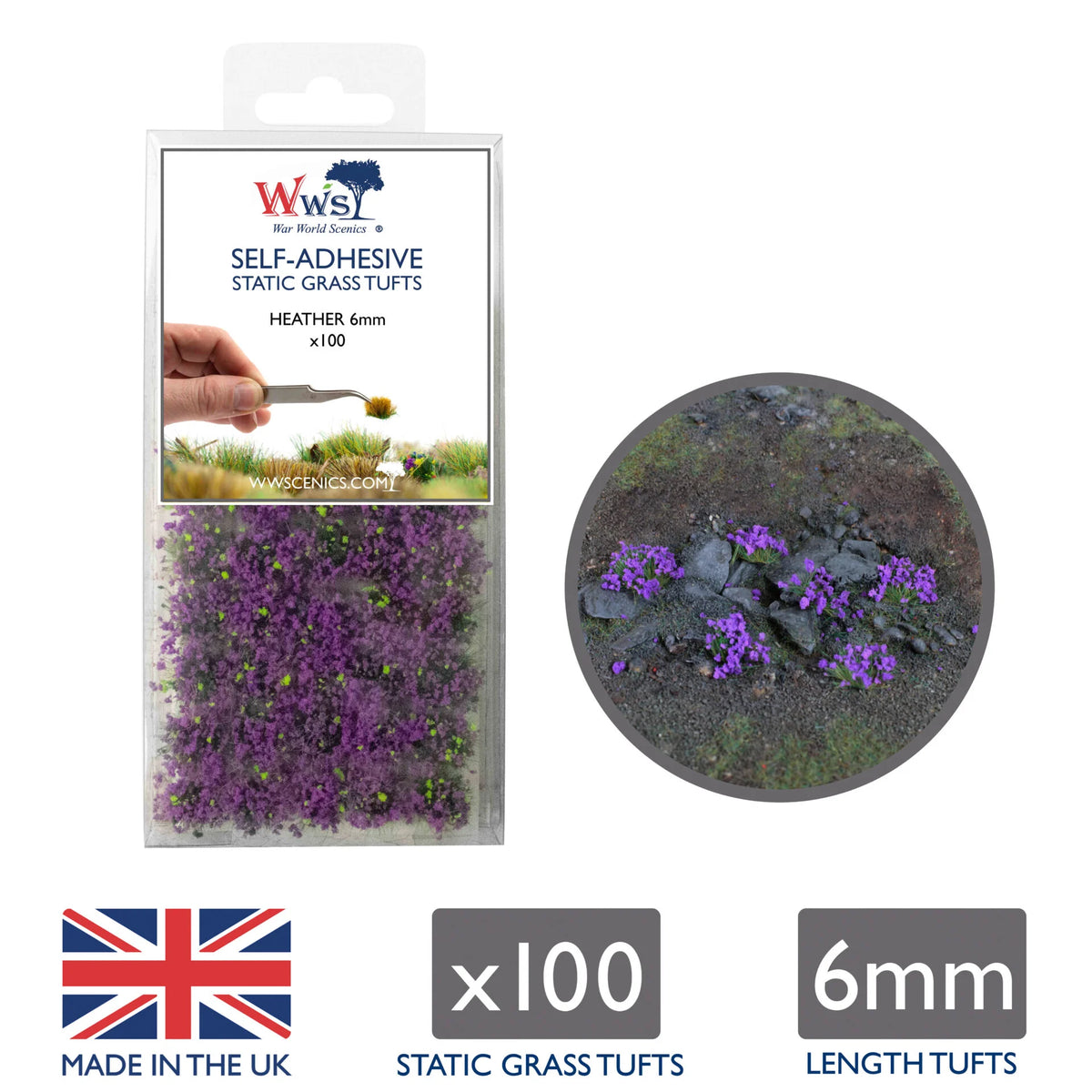 WW Scenics 6mm Heather Static Grass Tufts x 100 – Malcs Models