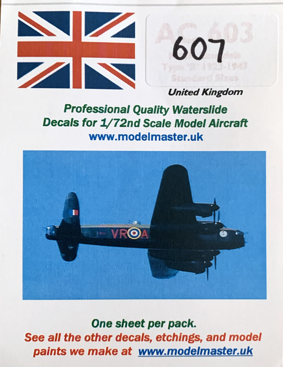Modelmaster Decals - AC607 RAF Fin Flashes 1940 - 1942 - 1947 – Malcs ...