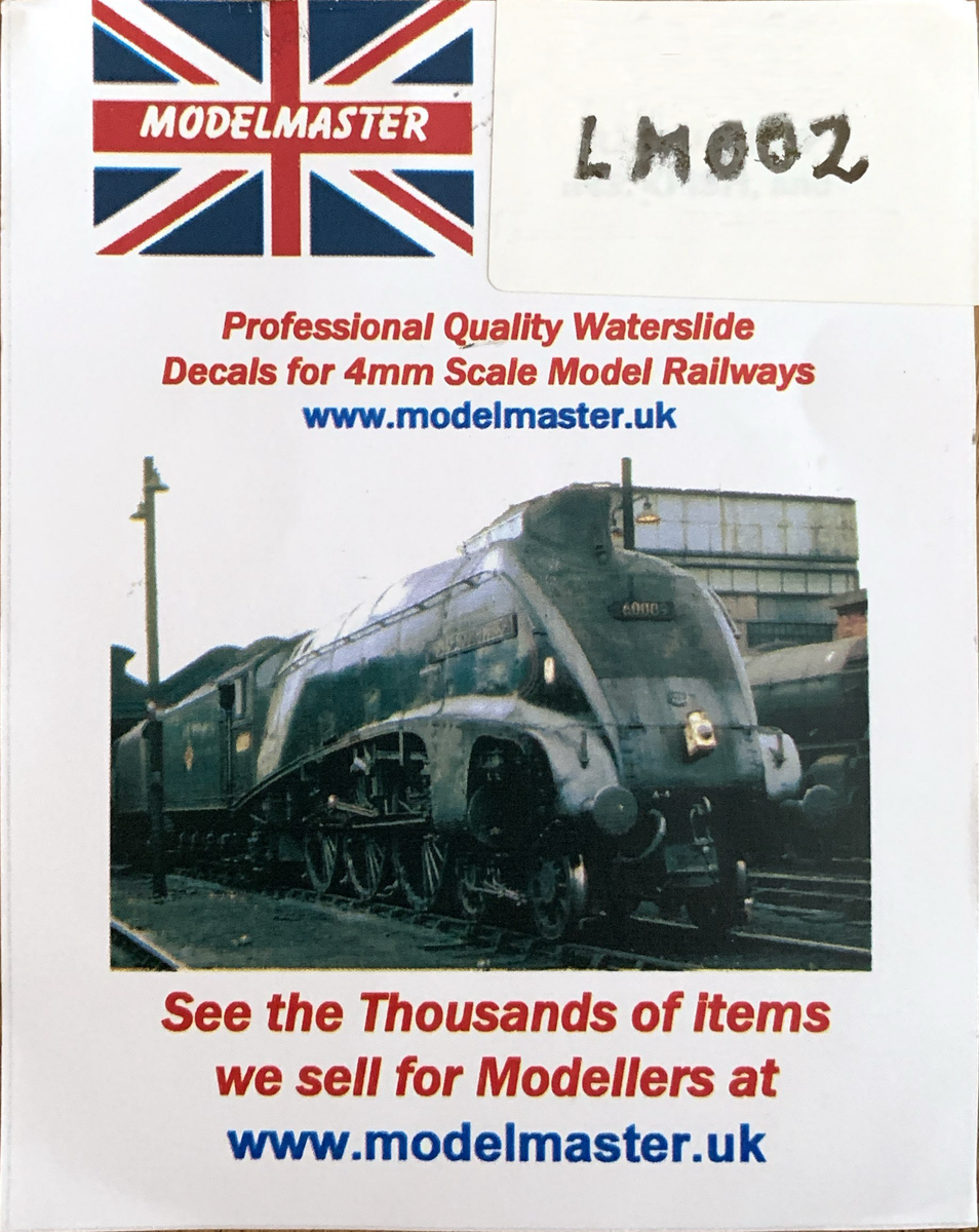 Modelmaster Decals - MLM002 (OO Gauge) LMS Logos and Loco Numbers ...