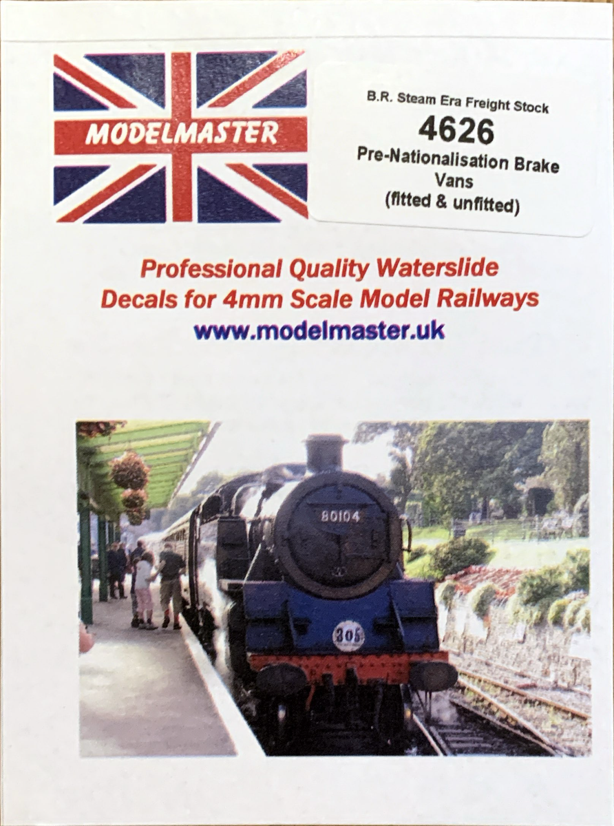 Modelmaster Decals - MM4626 (OO Gauge) Pre Nationalisation Brake Vans ...