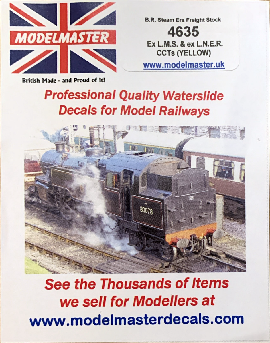 Modelmaster Decals - MM4635 (OO Gauge) Ex LMS & Ex LNER CCT's, Yellow ...