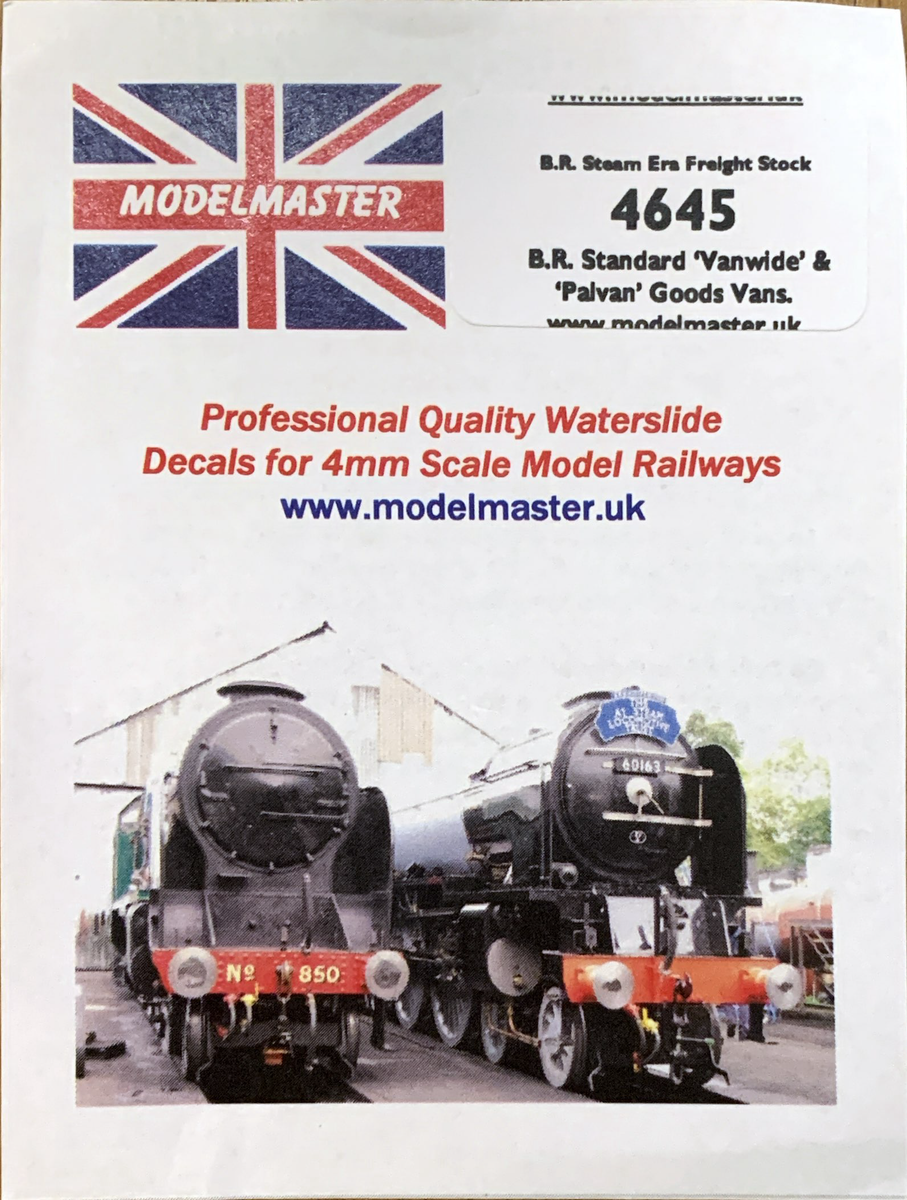 Modelmaster Decals - MM4645 (OO Gauge) BR Vanwide & Palvan Numbers & M ...