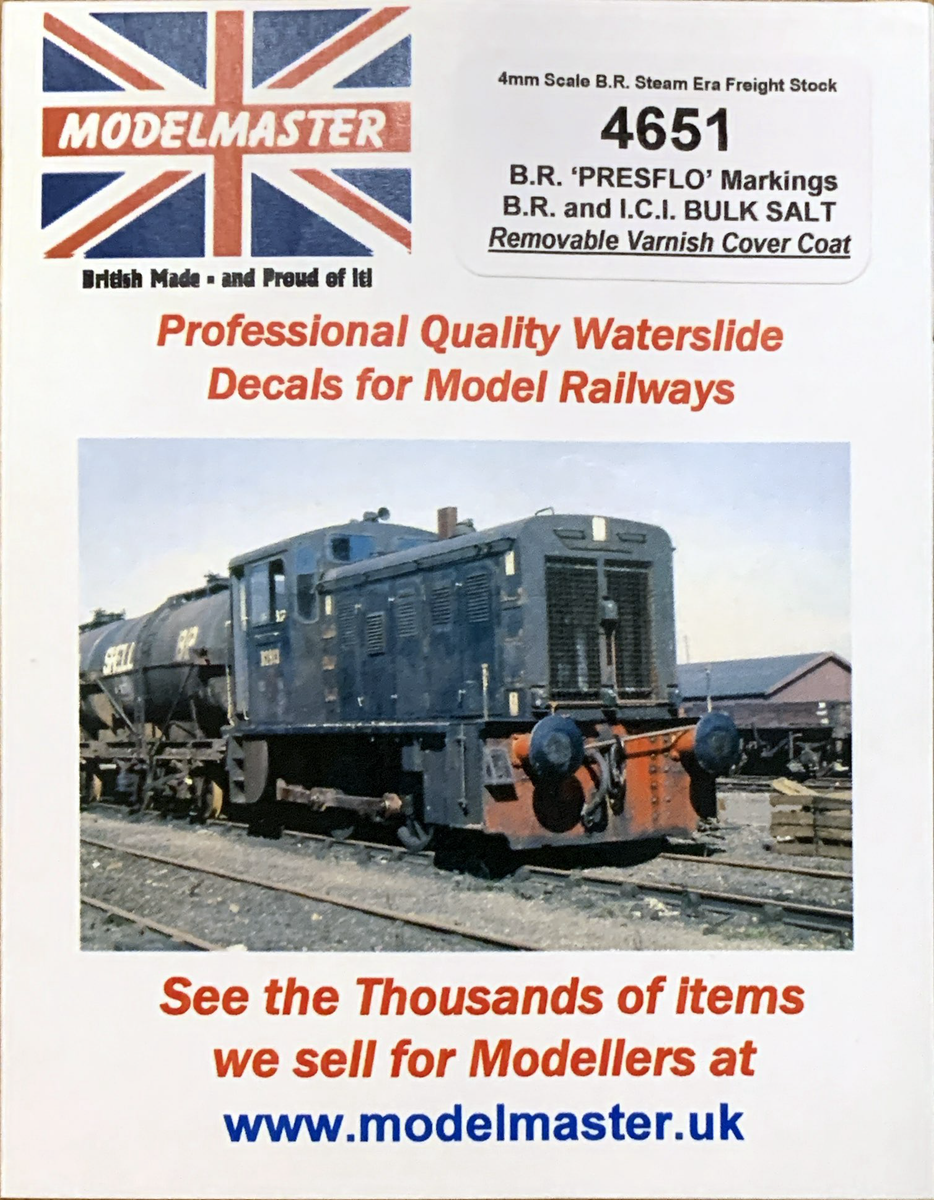 Modelmaster Decals - MM4651 (OO Gauge) BR Presflo Markings for ICI, Sa ...
