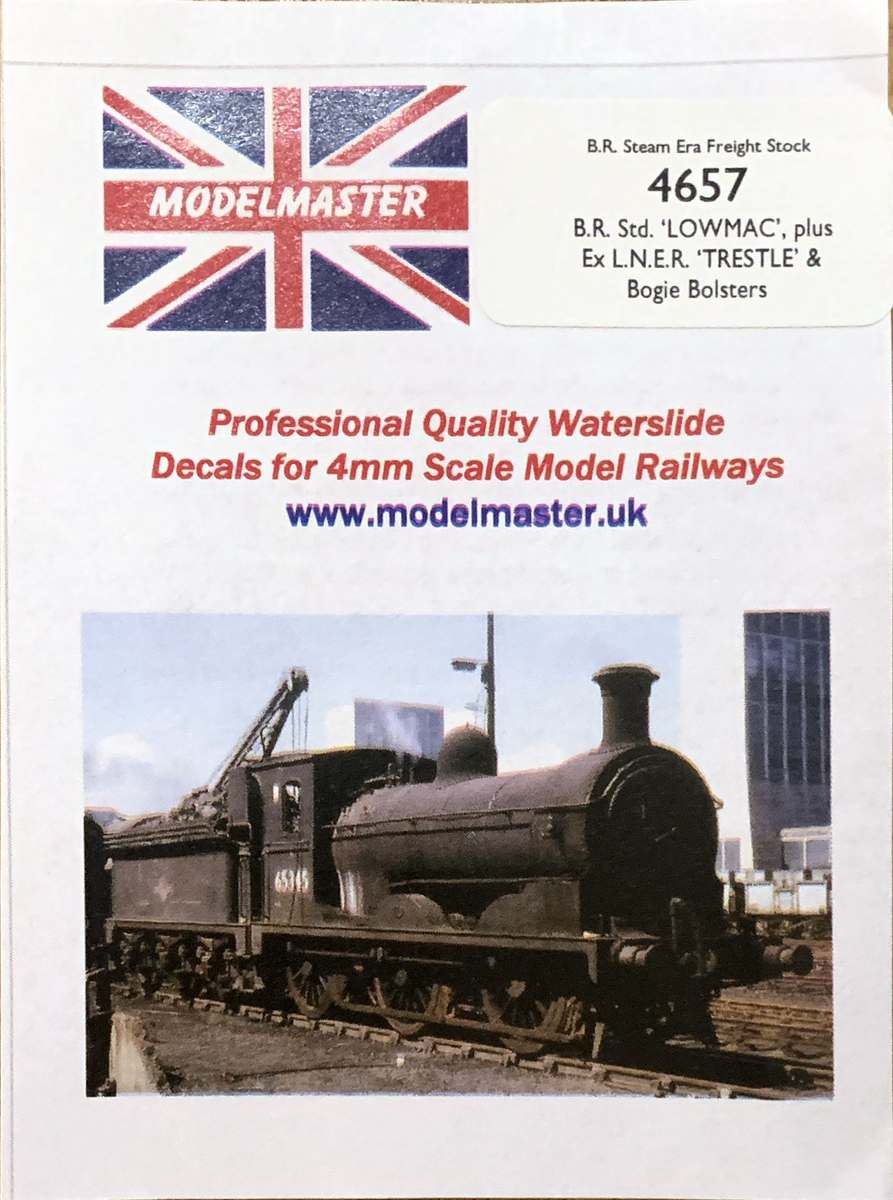 Modelmaster Decals -MM4657 (OO Gauge) BR Lowmac & Ex LNER Trestle & Bo ...