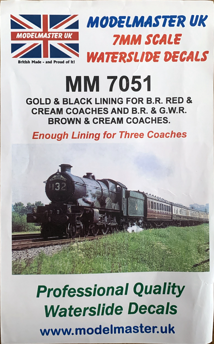 Modelmaster Decals - MM7051 (O Gauge) Black & Gold Lining GWR & BR Coa ...