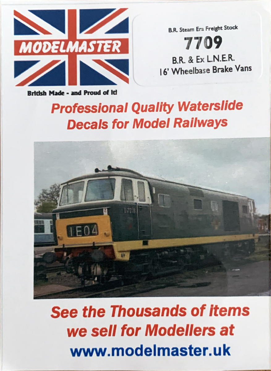 Modelmaster Decals - MM7709 (O Gauge) BR & ex LNER 16' Wheelbase Brake ...