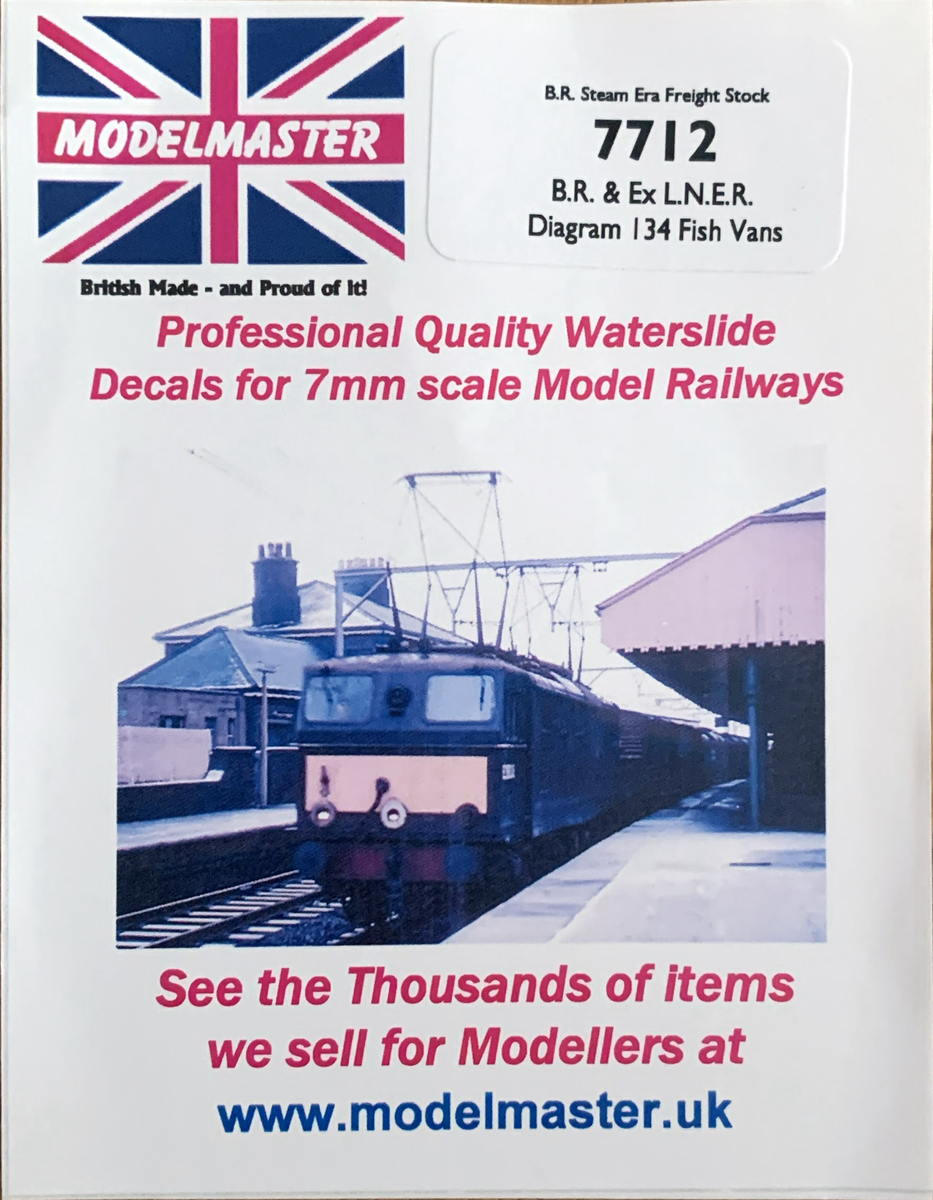 Modelmaster Decals - MM7712 (O Gauge) BR & ex LNER Diagram 134 Fish Va ...