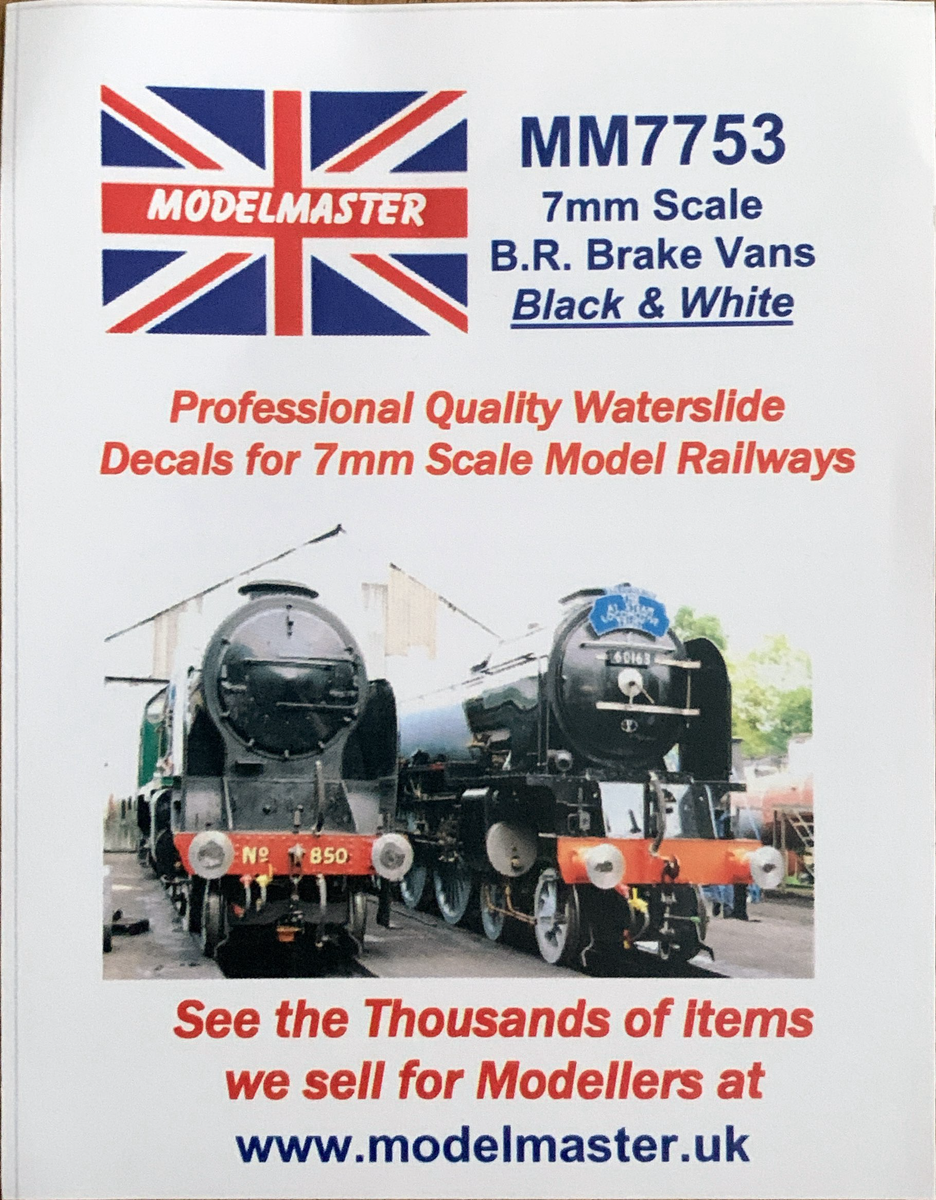Modelmaster Decals - MM7753 (O Gauge) BR Standard 20t Brake Van – Malcs ...