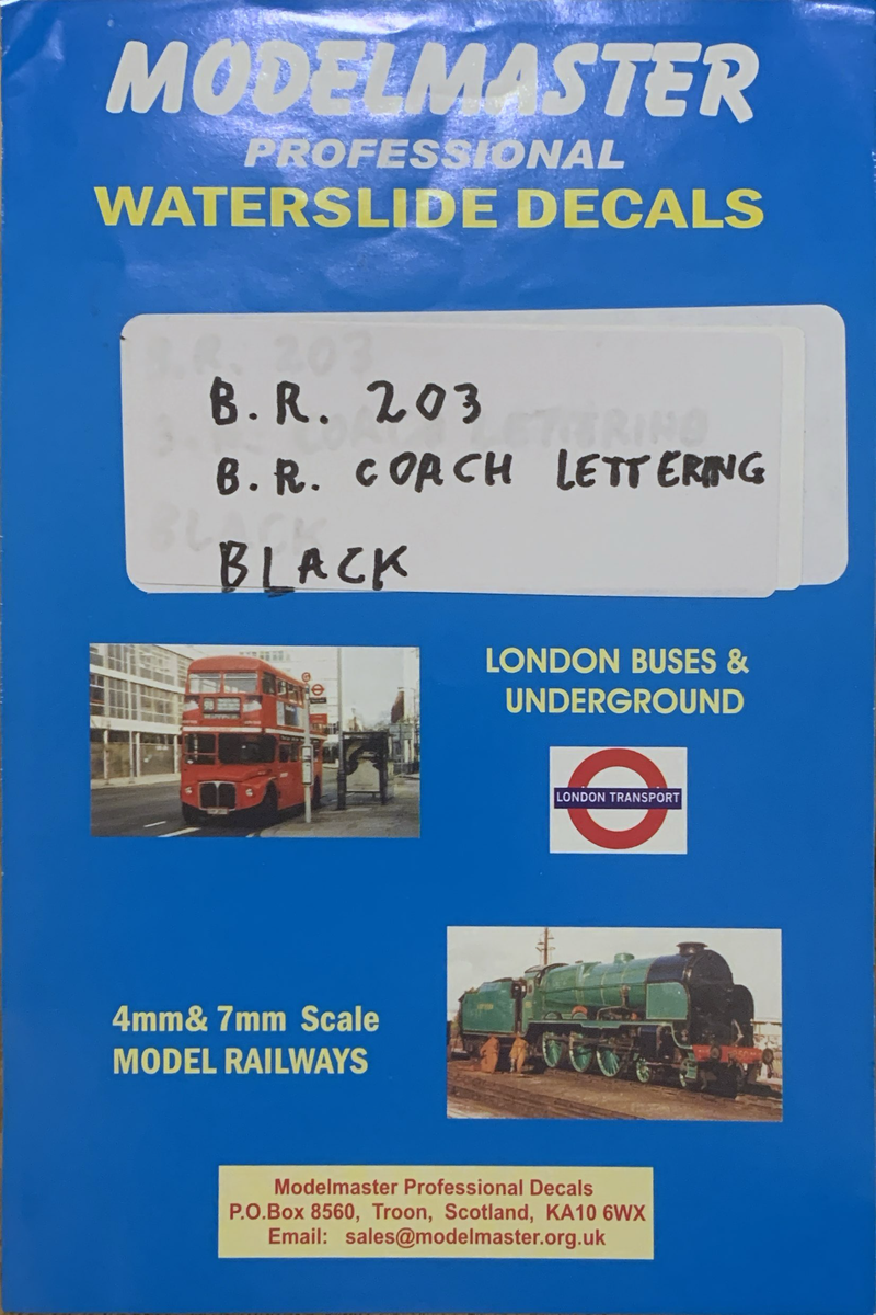 Modelmaster Decals - MMBR203 (OO Gauge) BR Coach Numbers, Black 1965-9 ...