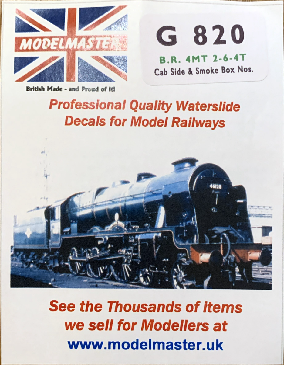 Modelmaster Decals - MMG820 (OO Gauge) Smoke Box Numbers for BR 4MT 2 ...