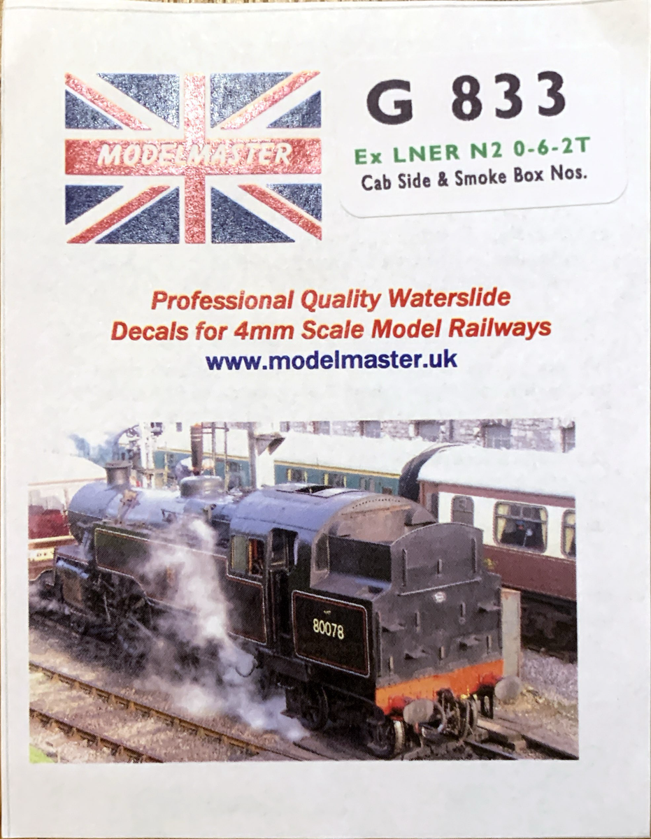 Modelmaster Decals - MM833 (OO Gauge) Smoke Box Numbers for ex LNER N2 ...