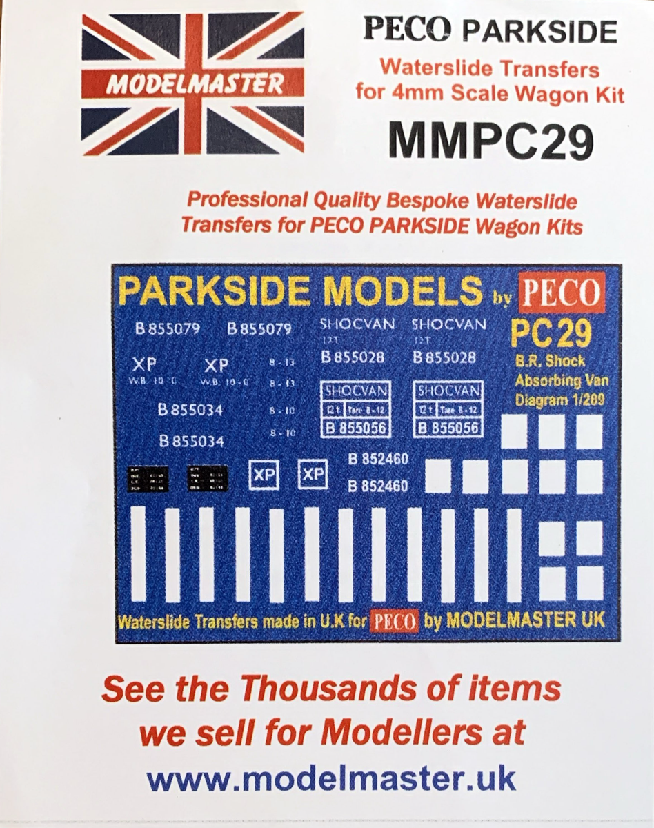 Modelmaster Decals - MMPC29 OO Gauge Decals for Peco Parkside 4mm Scal ...