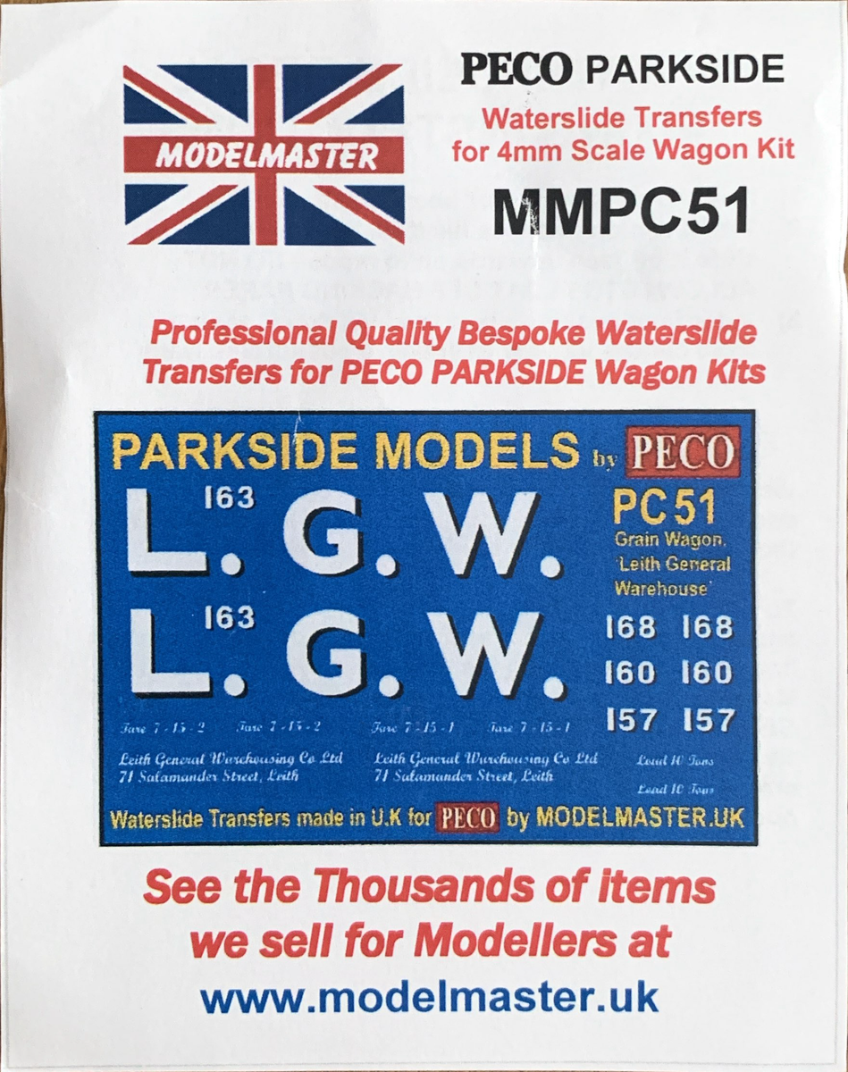 Modelmaster Decals - MMPC51 OO Gauge Decals for Peco Parkside 4mm Scal ...