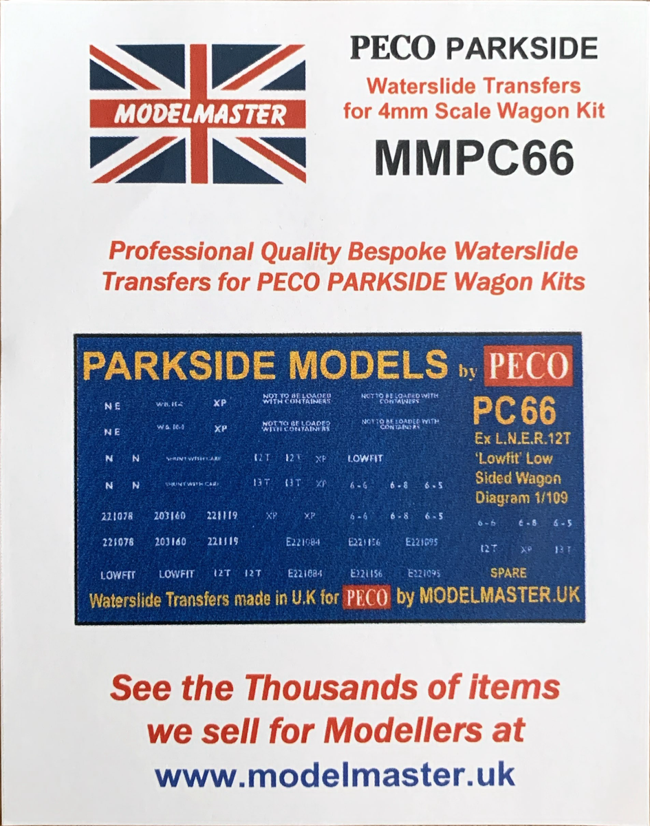Modelmaster Decals - MMPC66 OO Gauge Decals for Peco Parkside 4mm Scal ...