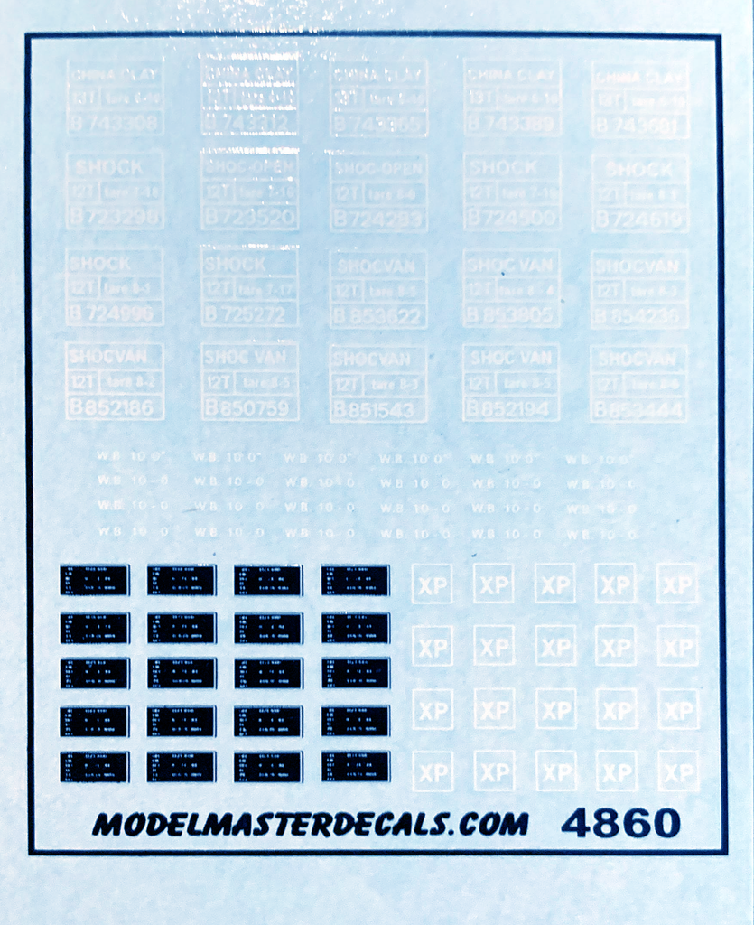 Modelmaster Decals - MM4860 (OO Gauge) China Clay Wagons, Shock Wagons ...