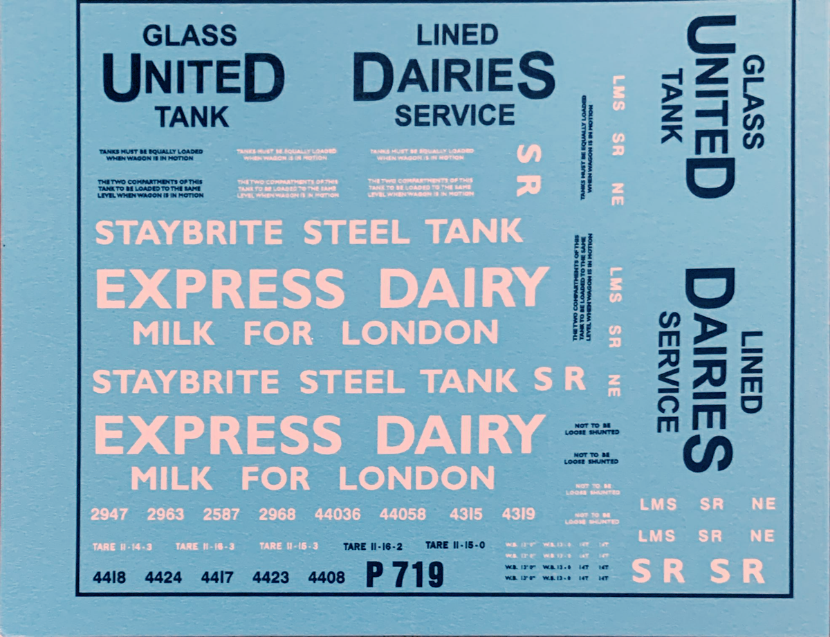 Modelmaster Decals - MMP719 (OO Gauge) Milk Tank Wagon Decals – Malcs ...