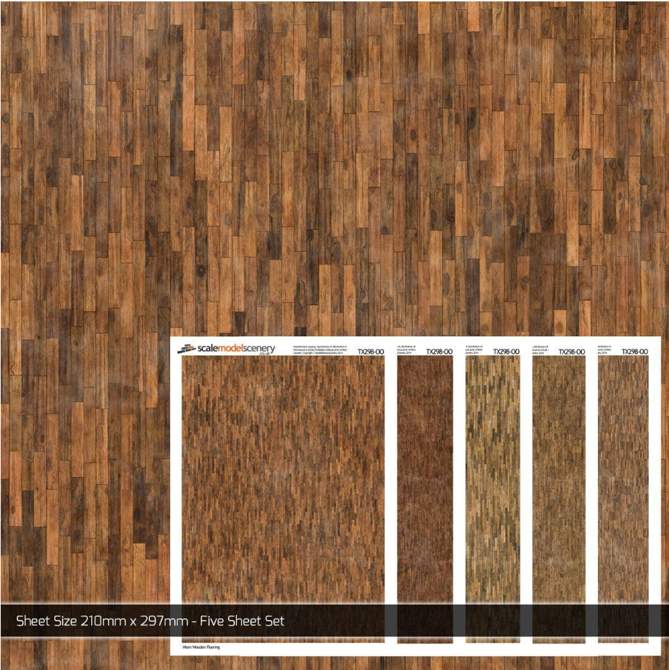 Scale Model Scenery OO Worn Wooden Flooring Texture Paper – Malcs Models