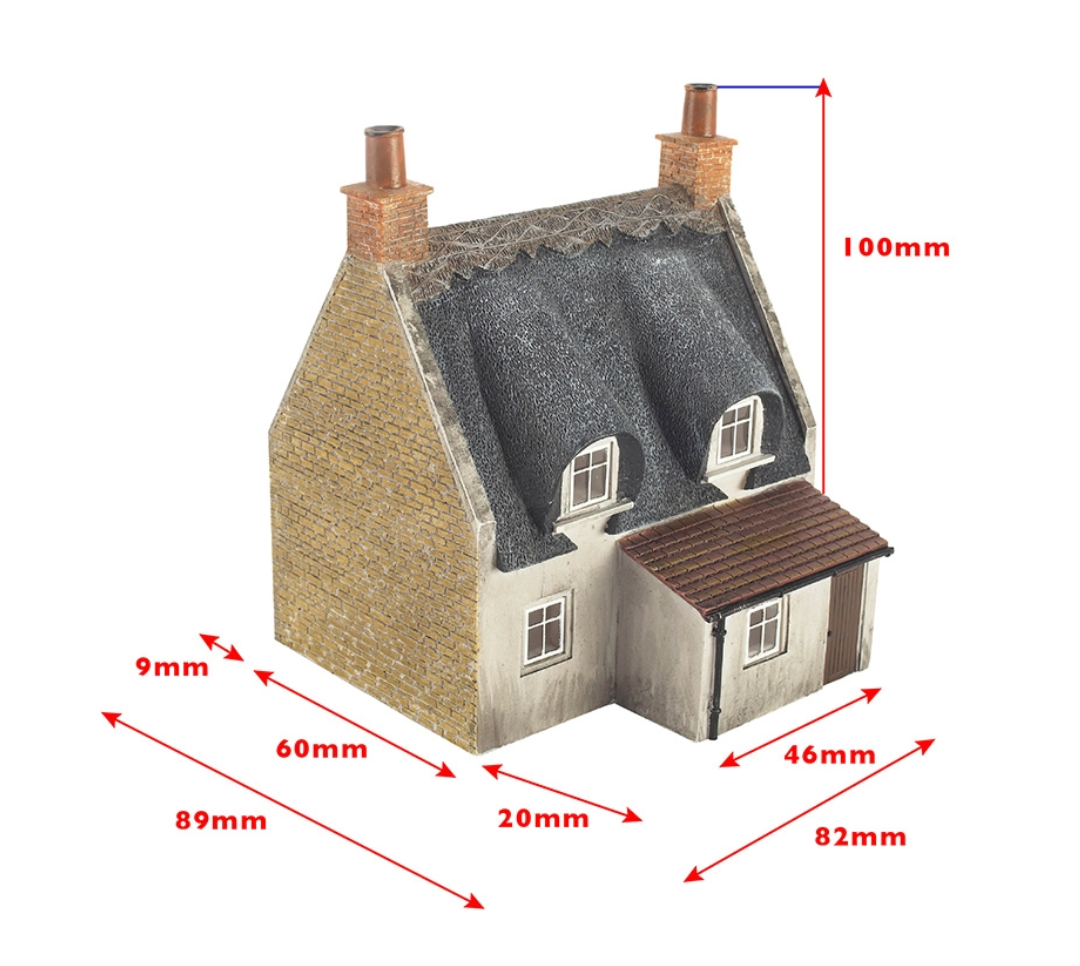 Scenecraft OO Gauge 44-122G Thatched Cottage - Grey Stone & Blue Door ...