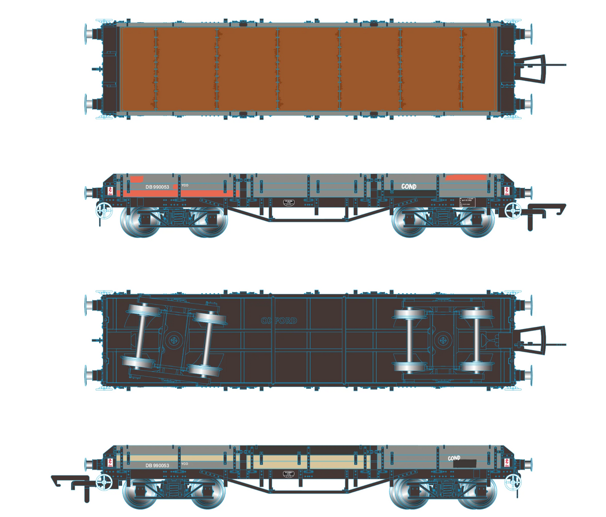 Oxford Rail 00 Gauge Pilchard Wagon - BR Condemned Livery (DB990053 ...