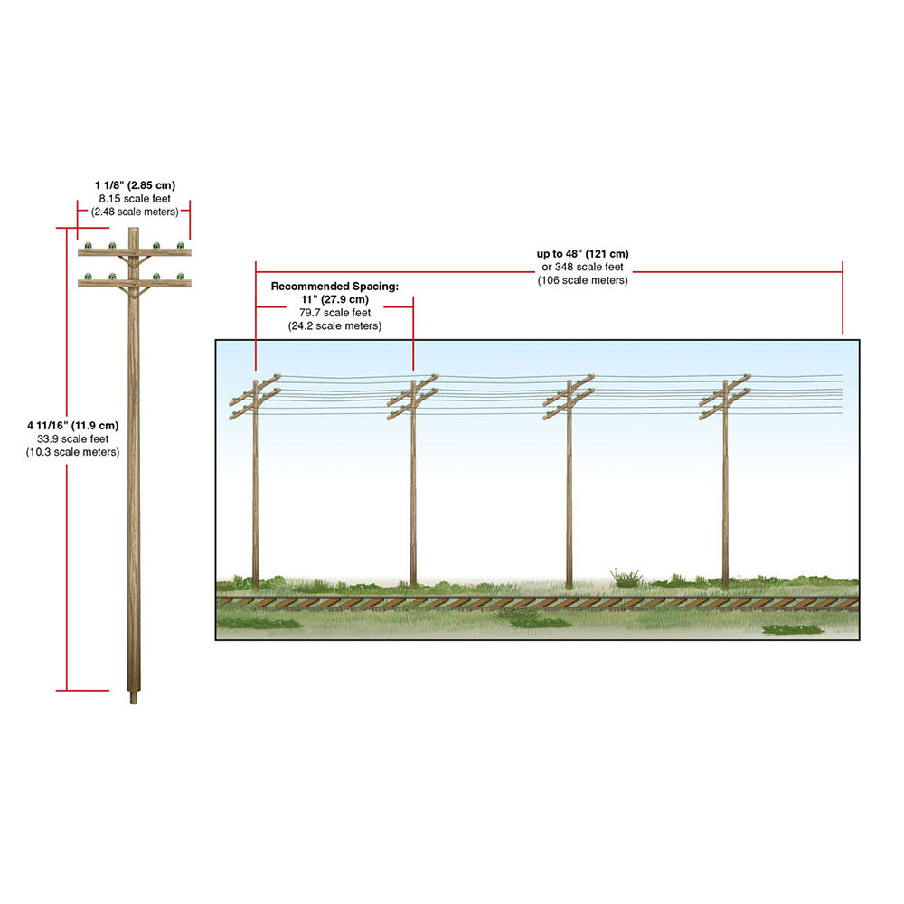Utility System US2266 OO/HO Wired Poles Double Crossbar – Malcs Models