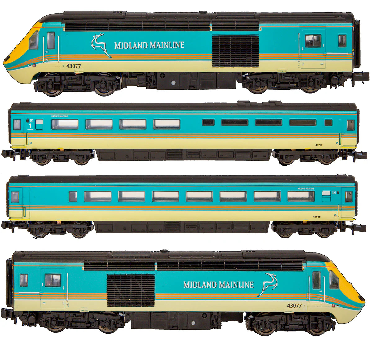 Dapol N Gauge 2D-019-015 Class 43 HST Midland Mainline 43066 & 43077 B ...