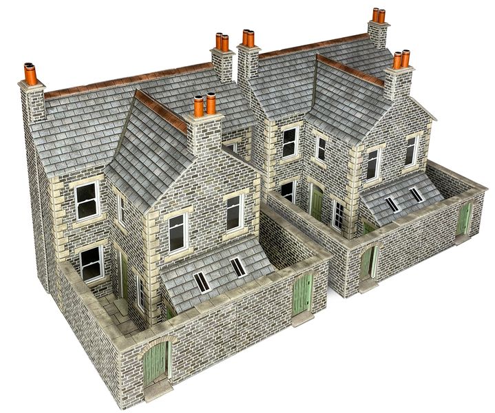 Metcalfe 00 Gauge PO305 L/R Terraced House Backs Stone Built – Malcs Models