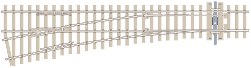 Peco Code 75 Streamline SL-E1096 Medium radius L/H Electrofrog (Concre ...