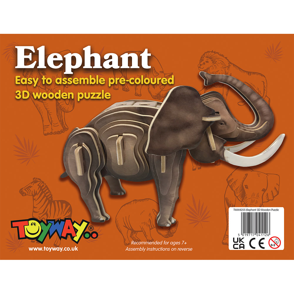 Elephant 3D Wooden Puzzle – Malcs Models